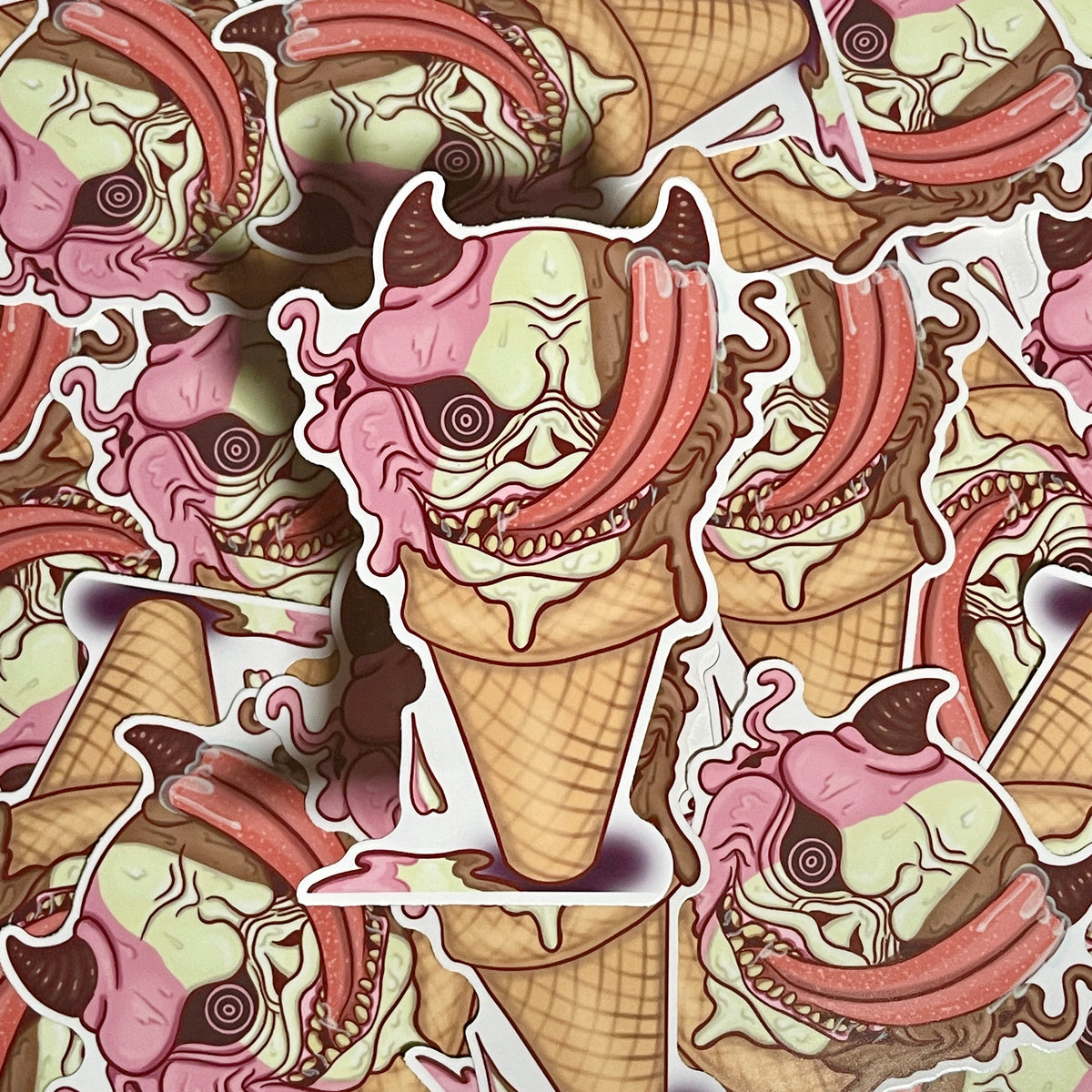 Neapolitan Ice Cream Demon 5inch Sticker – StayGucciNYC